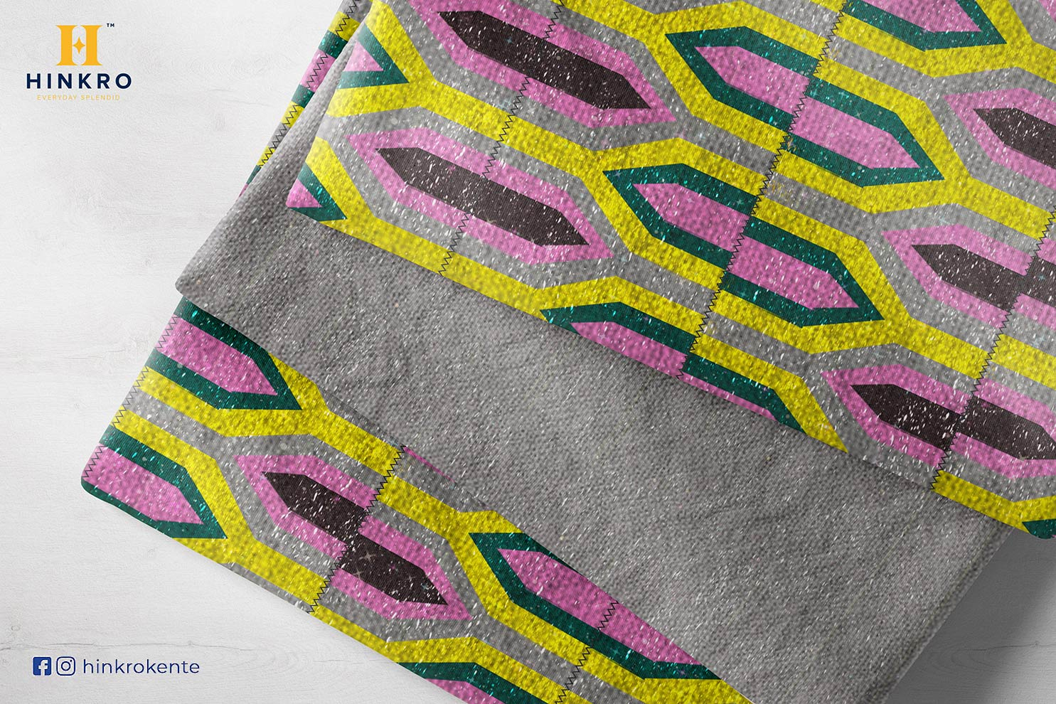 Grey designed fabric with grey silver shimmering kente