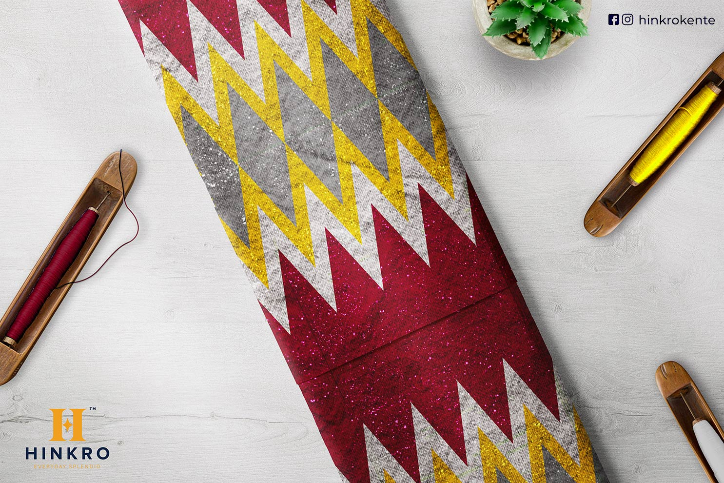 Red and Grey Kente with Silver Shimmering