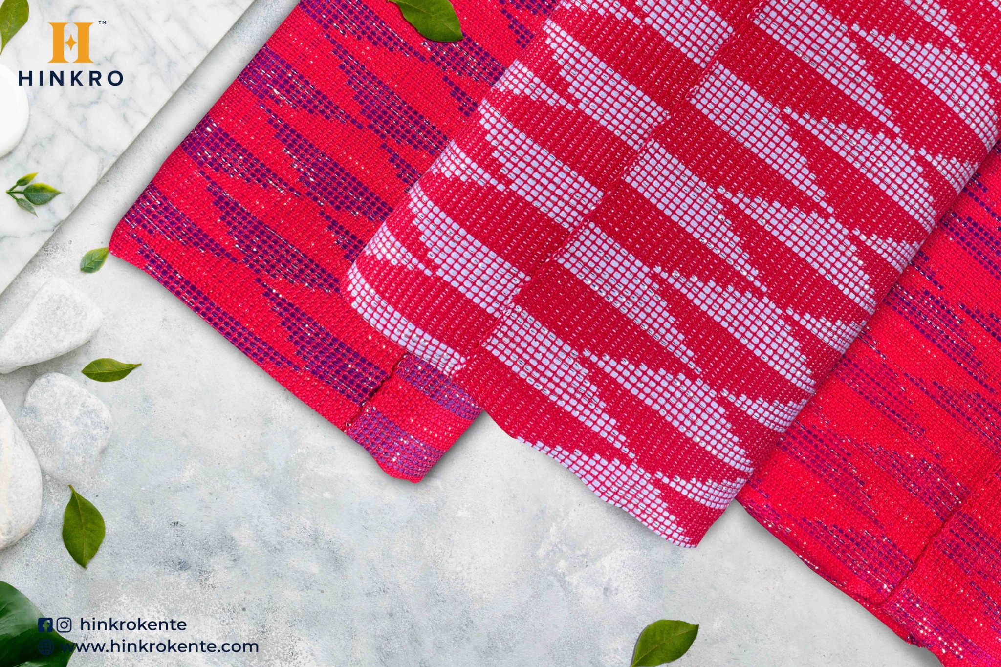 Hot Pink Ombre Kente - Aprx 6yards - Hinkro Kente
